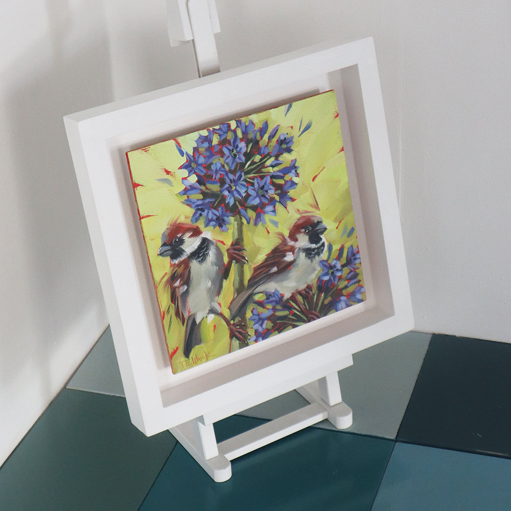 Sparrows and Agapanthus, Tracey Elphick – Tamarisk Scilly