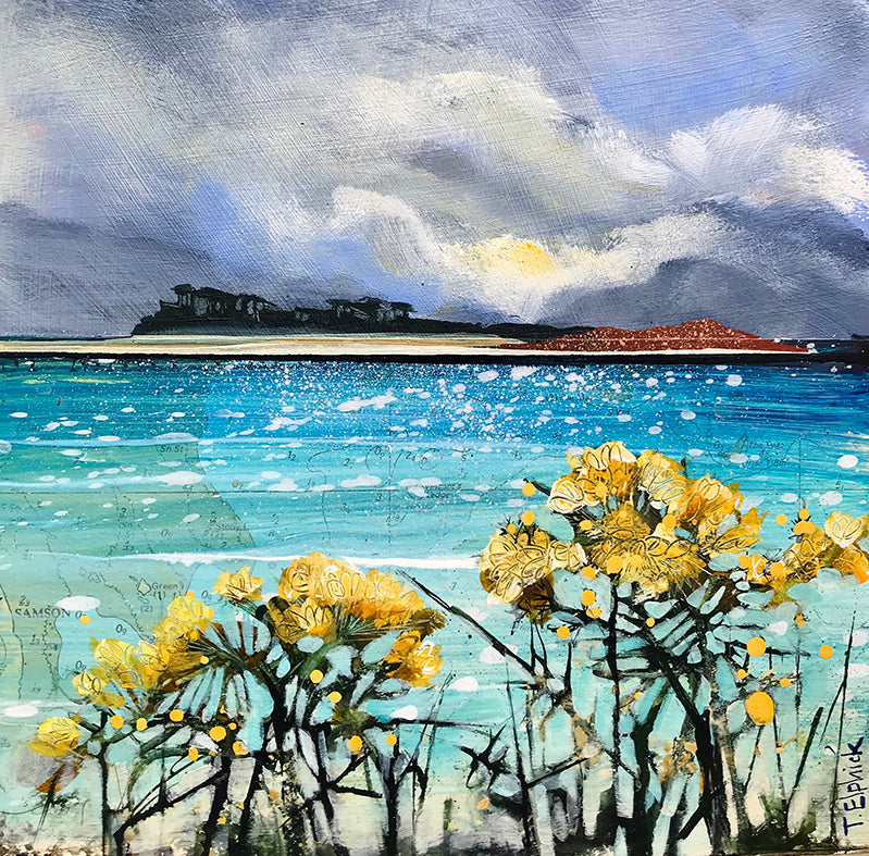 Scilly Gorse ll, Tracey Elphick, Limited Edition Print – Tamarisk Scilly