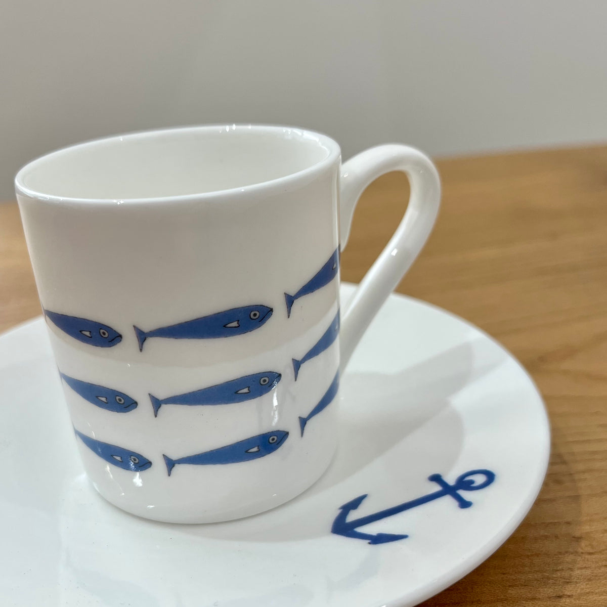 Fish & Anchor Small Cup & Saucer, Vickie Heaney – Tamarisk Scilly